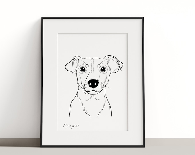 Custom Dog Portrait, Line Drawing, Pet Art, Line Dog Portrait, Dog ...