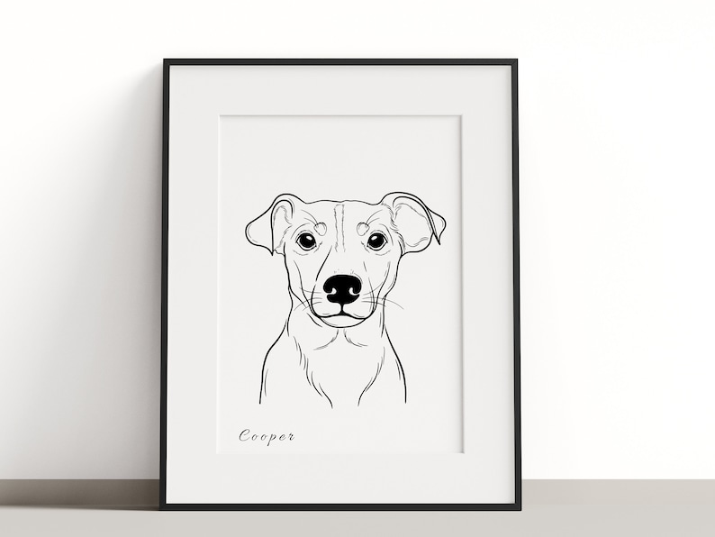 Custom Dog Portrait, Line Drawing, Pet Art, Line Dog Portrait, Dog ...