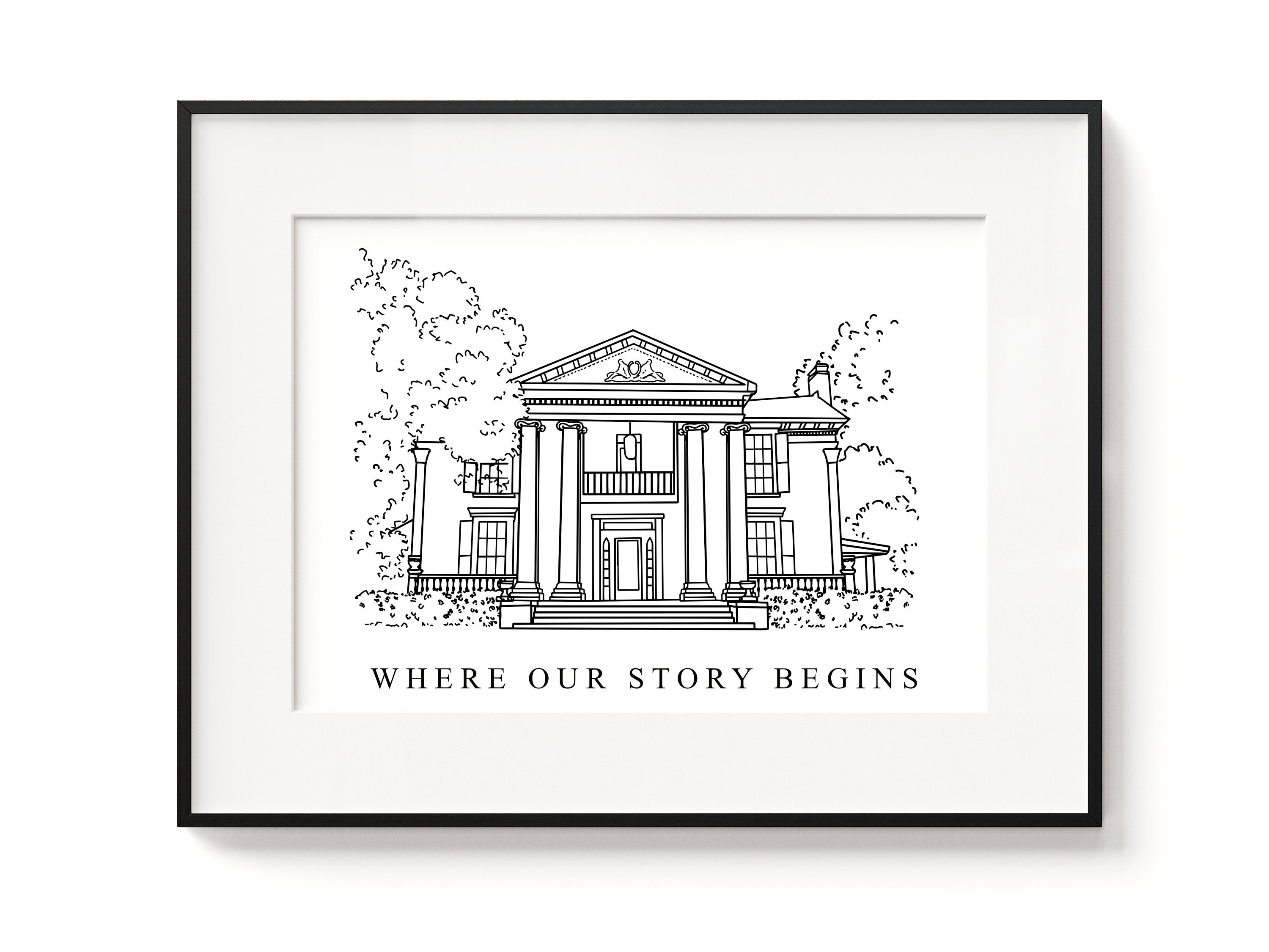 Custom House Line Art, Custom House Sketch, Building Line Art, Outline ...