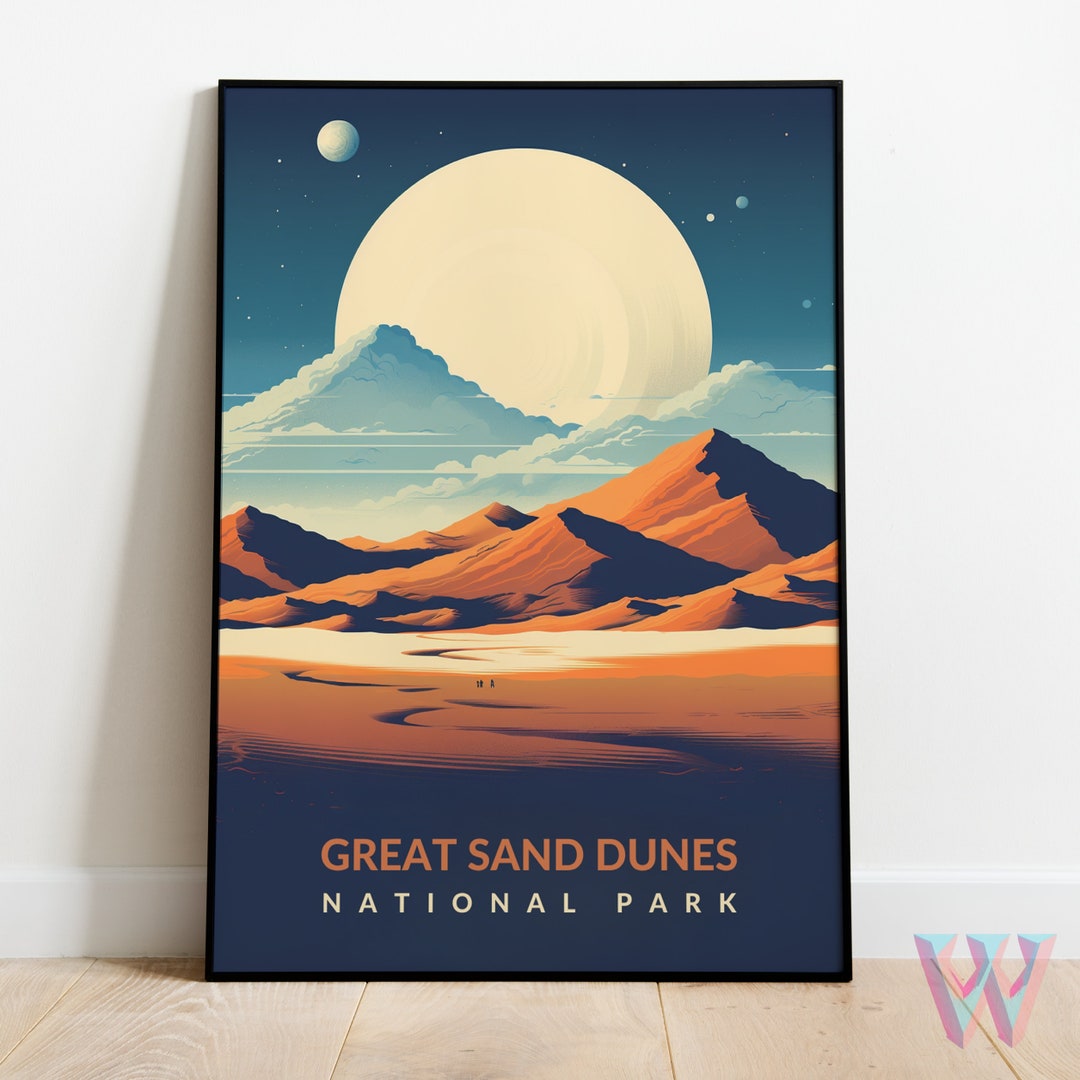 Great Sand Dunes National Park Poster Printable Wall Art, Moonrise Over ...