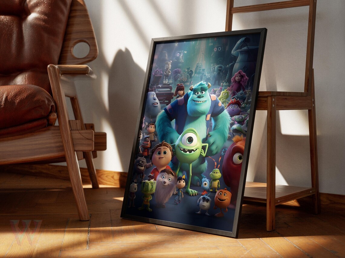 Monsters Inc Movie Poster, Pixar Animation Wall Art, Kids Room Decor ...