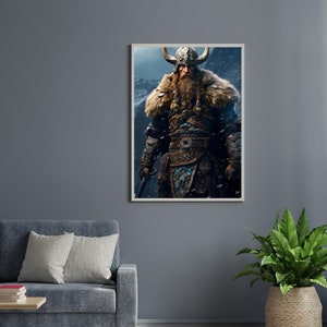 Viking Poster, Nordic Mythology Art Print, Scandinavian Warrior Wall ...