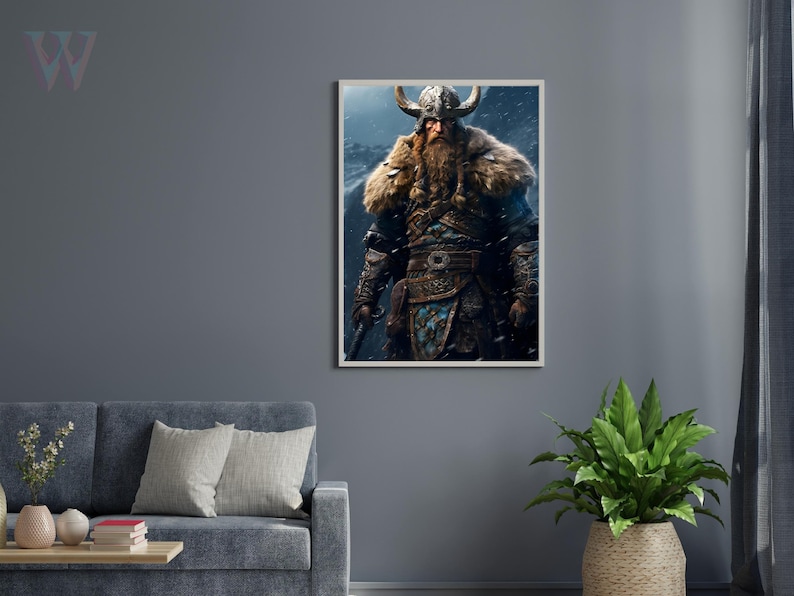 Viking Poster, Nordic Mythology Art Print, Scandinavian Warrior Wall ...
