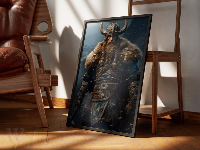 Viking Poster, Nordic Mythology Art Print, Scandinavian Warrior Wall ...