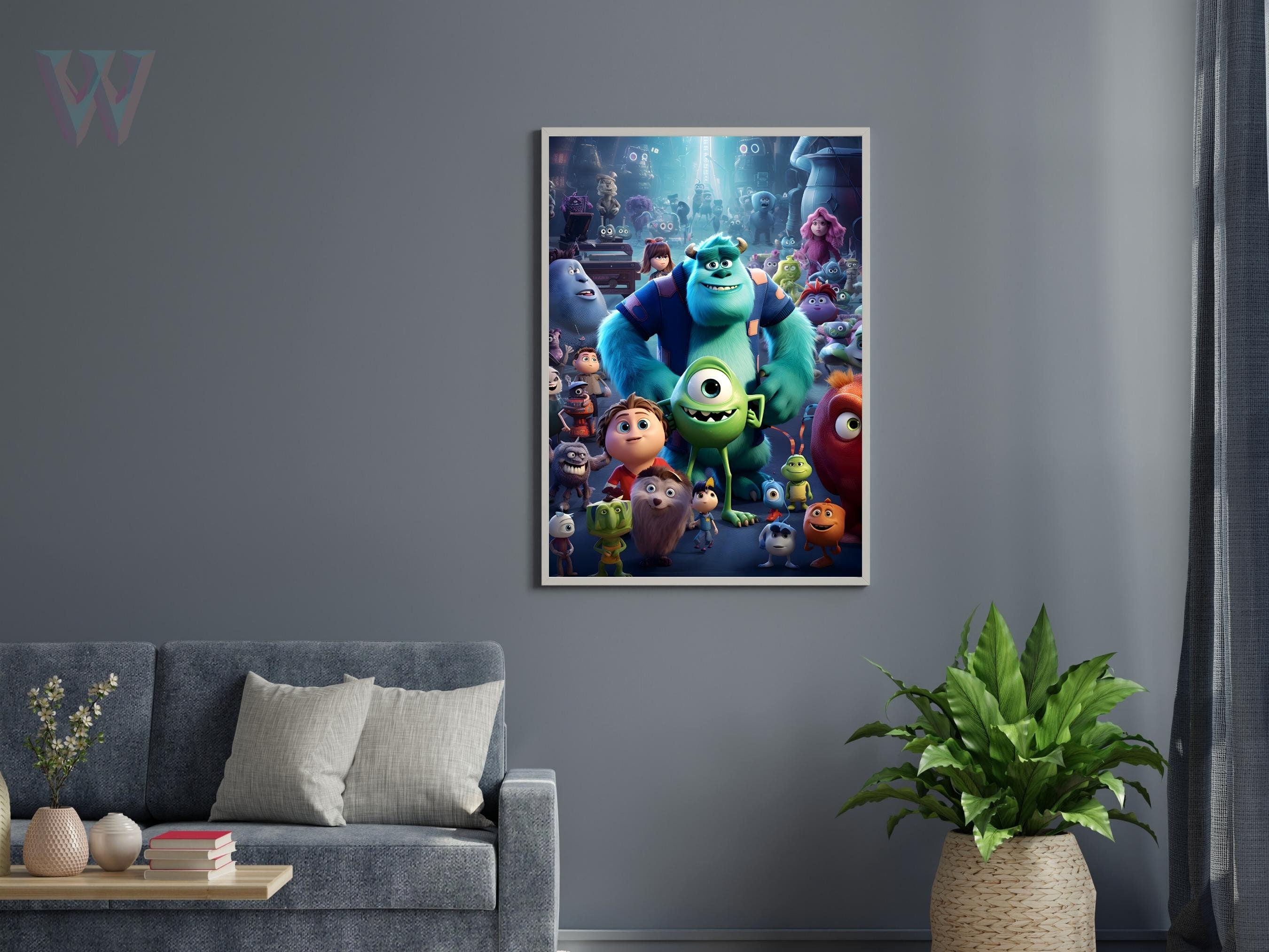 Monsters Inc Movie Poster, Pixar Animation Wall Art, Kids Room Decor ...