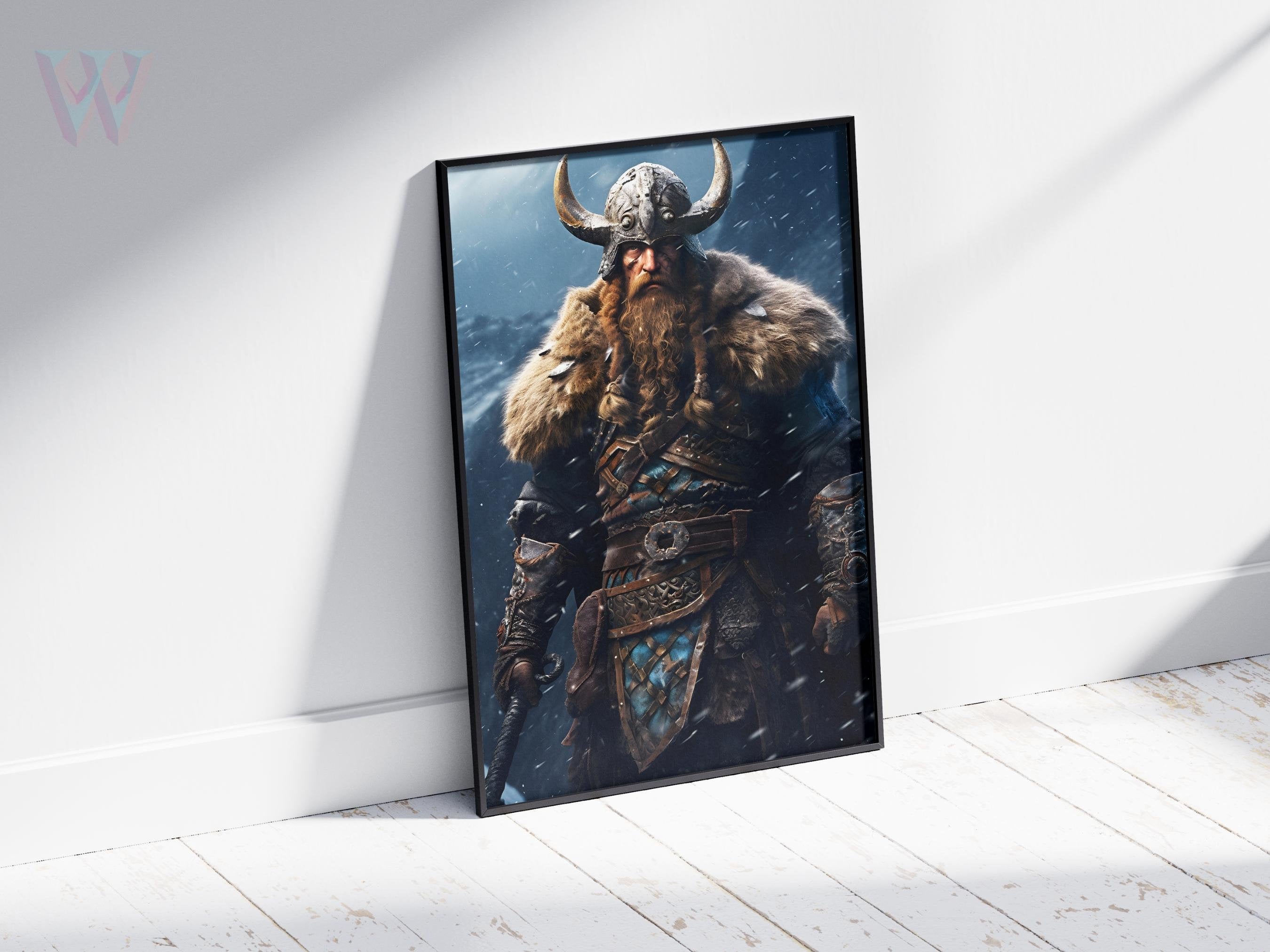 Viking Poster, Nordic Mythology Art Print, Scandinavian Warrior Wall ...