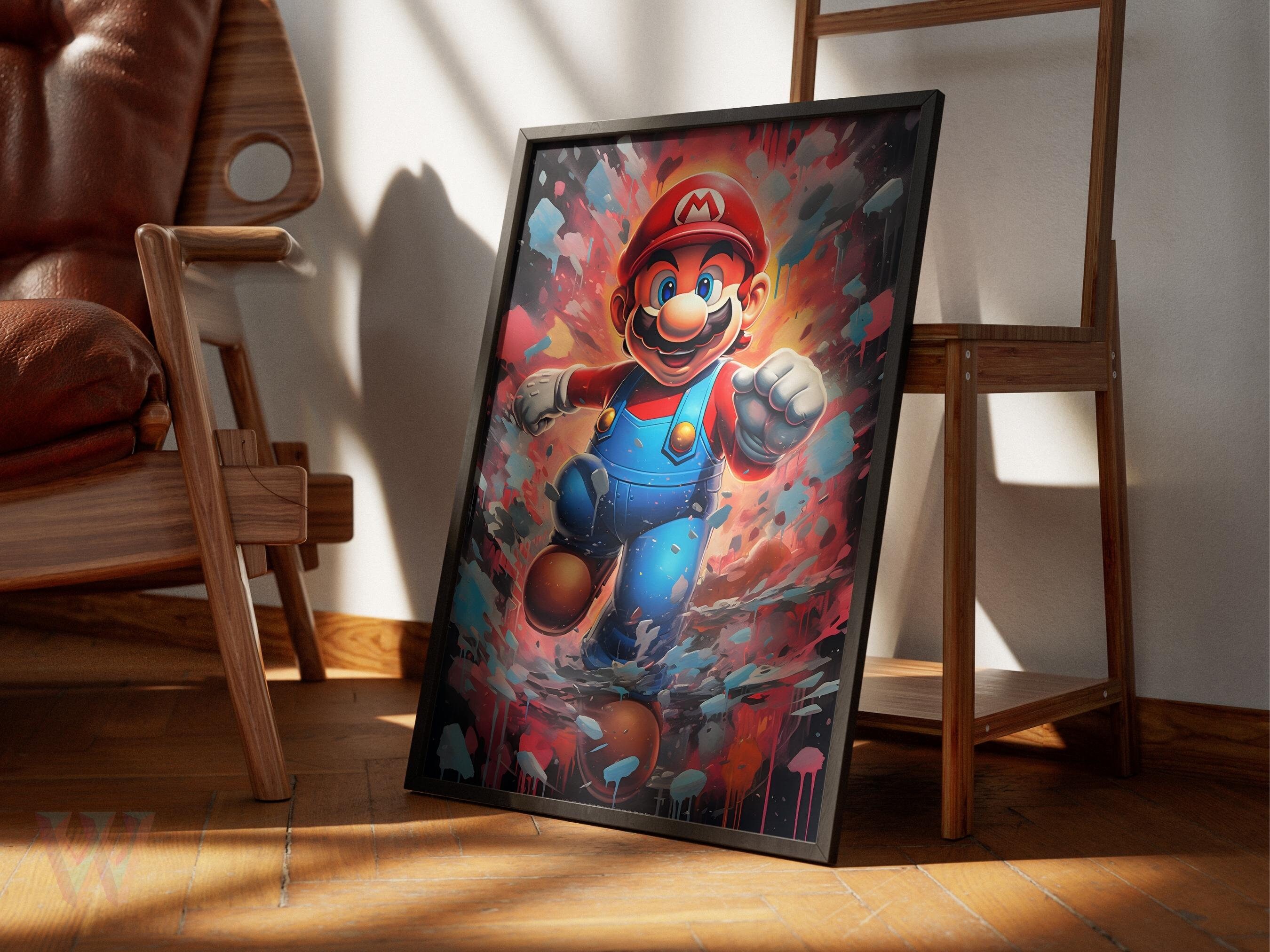 Mario Bros Wall Art Mario Fans Gift Game Room Decor Mario - Etsy