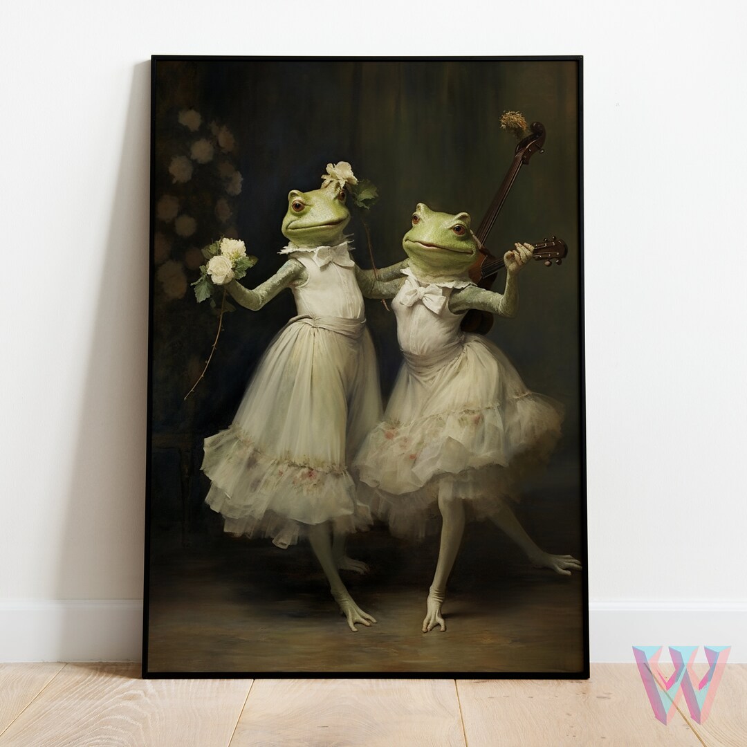 Dancing Frogs Retro Digital Poster Printable A4 Wall Art, Vintage Frog ...