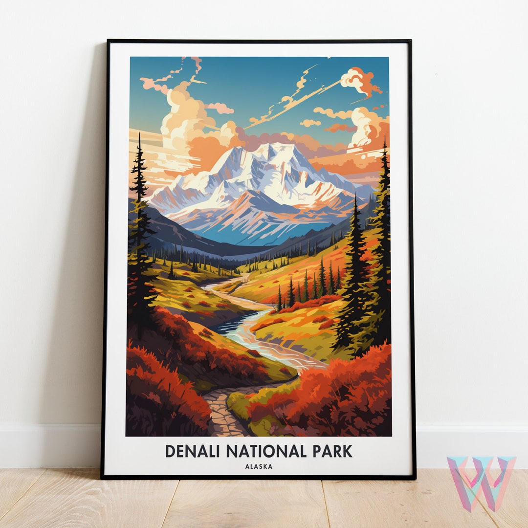 Denali National Park Digital Poster, Printable Autumn in Alaska ...