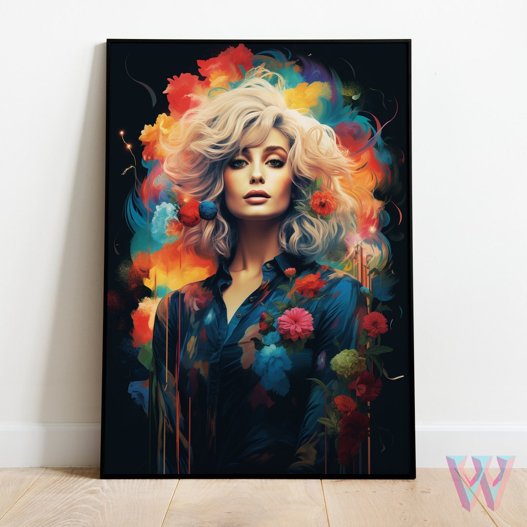 Vibrant Dolly Parton Inspired Poster, Colorful Printable Art, Music ...