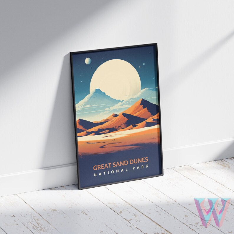Great Sand Dunes National Park Poster Printable Wall Art, Moonrise Over ...