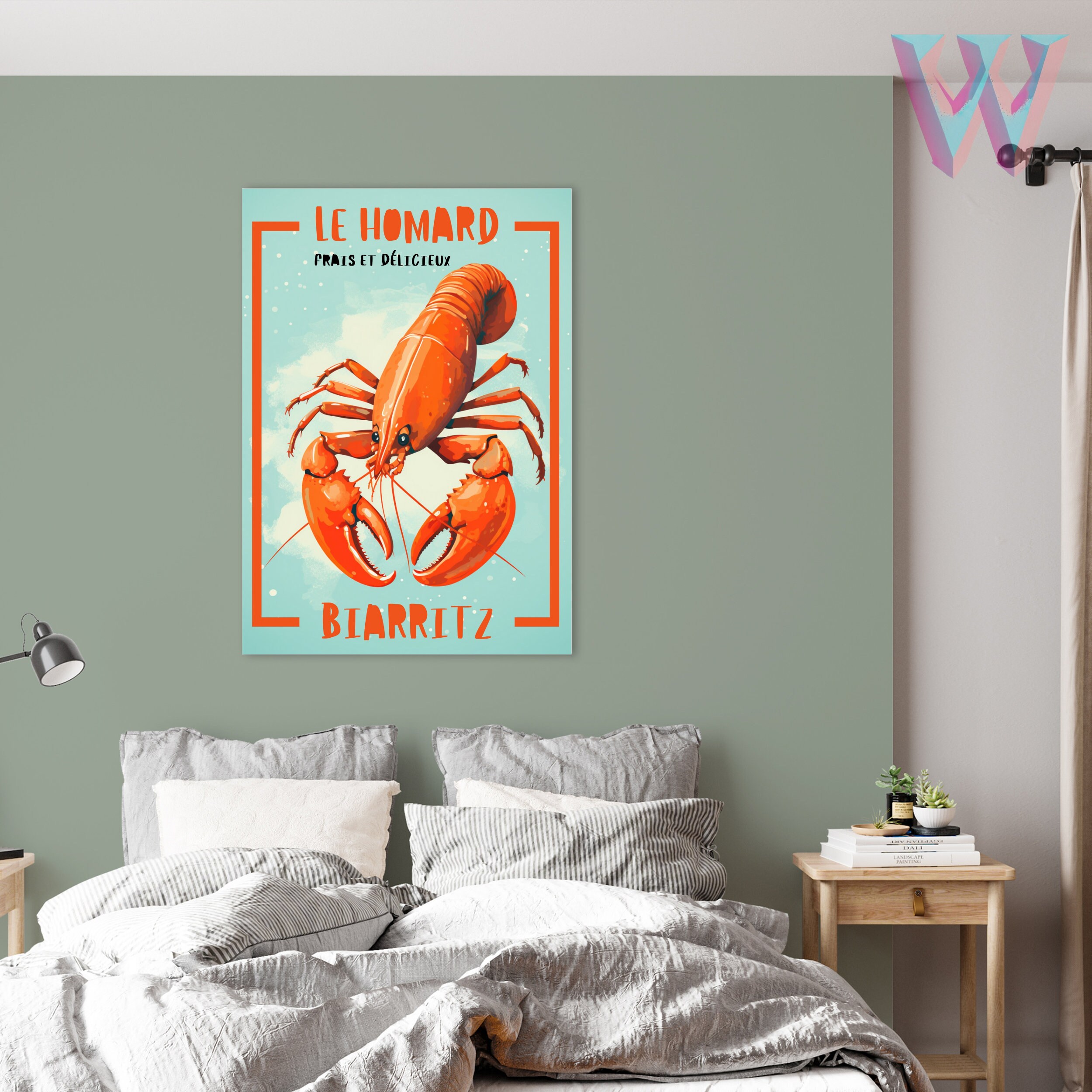 French Biarritz Lobster Poster Vintage Le Homard Digital Art Print ...