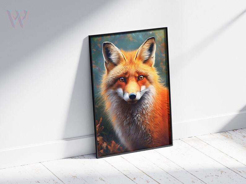 Fox Wall Art and Poster, Printable Red Fox Illustration in Earthy Tones ...