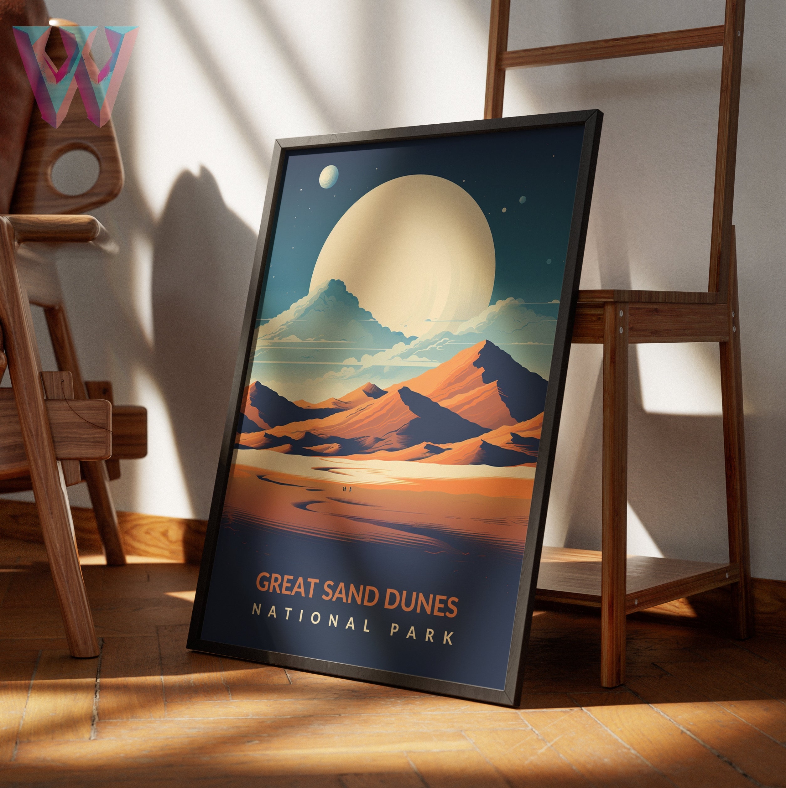 Great Sand Dunes National Park Poster Printable Wall Art, Moonrise Over ...