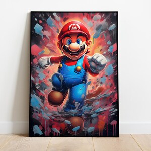 Mario Bros Wall Art, Mario Fans Gift, Game Room Decor, Mario Movie ...