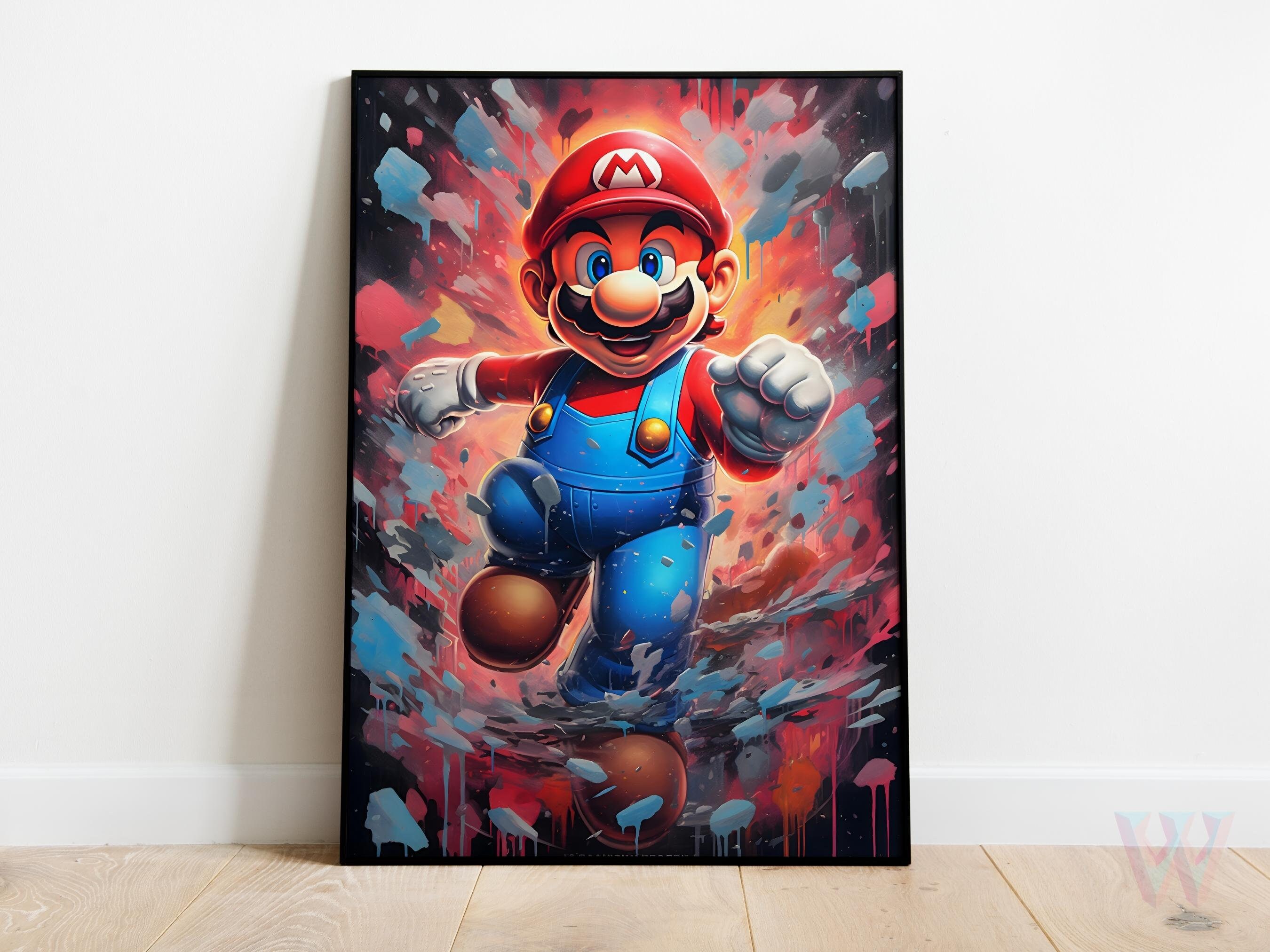 Mario Bros Wall Art Mario Fans Gift Game Room Decor Mario - Etsy
