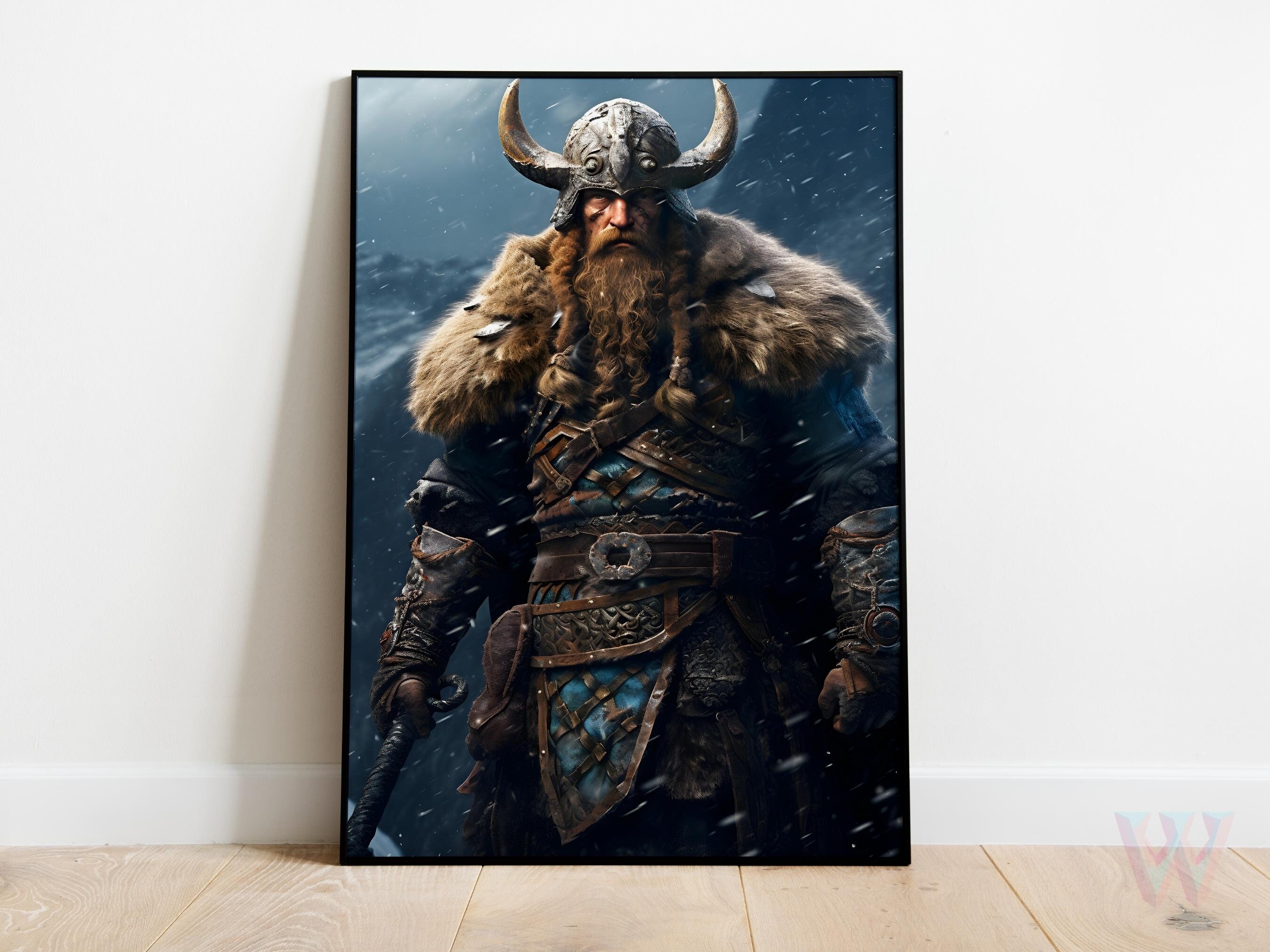 Viking Poster, Nordic Mythology Art Print, Scandinavian Warrior Wall ...