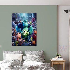 Monsters Inc Movie Poster, Pixar Animation Wall Art, Kids Room Decor ...