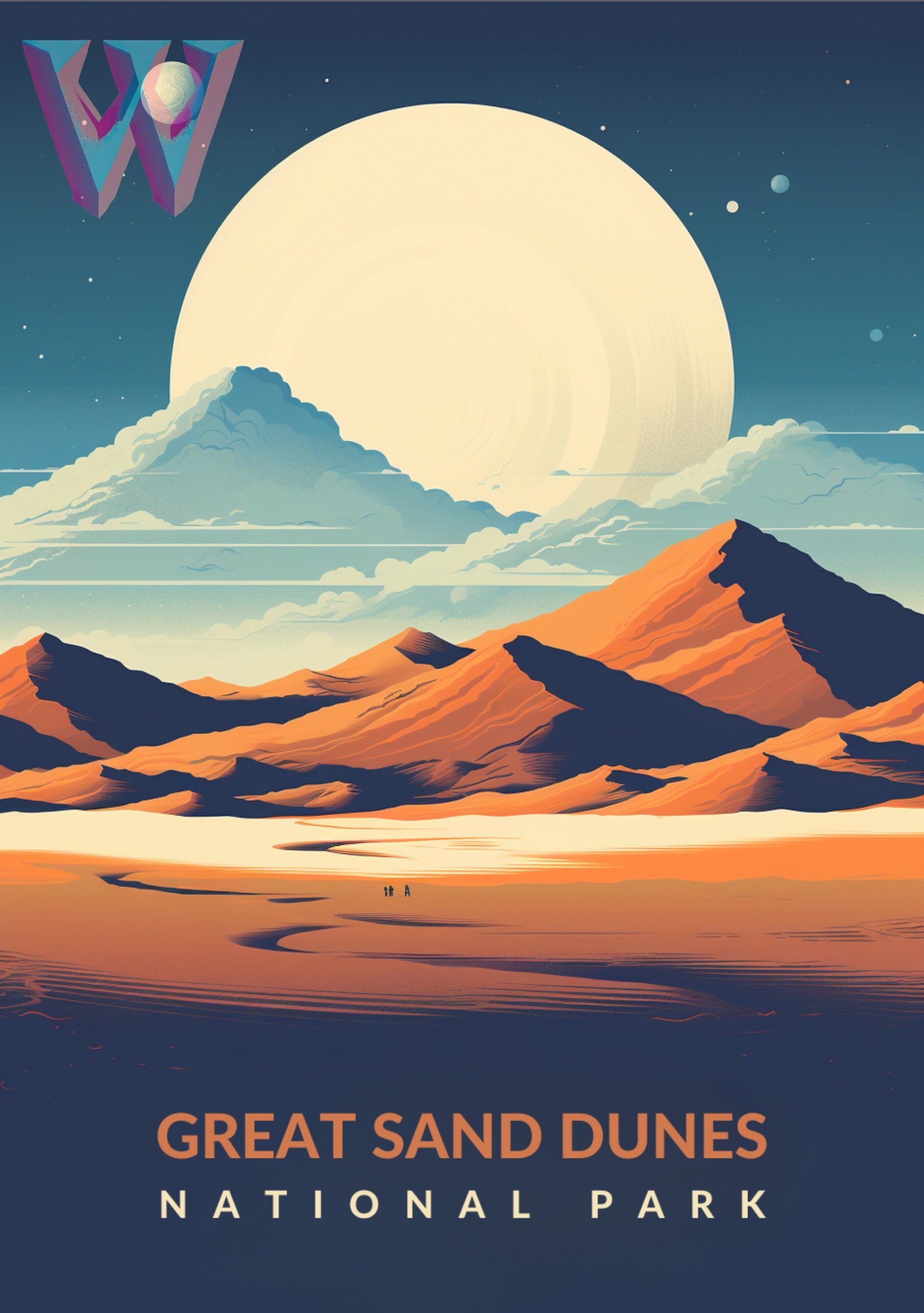 Great Sand Dunes National Park Poster Printable Wall Art, Moonrise Over ...
