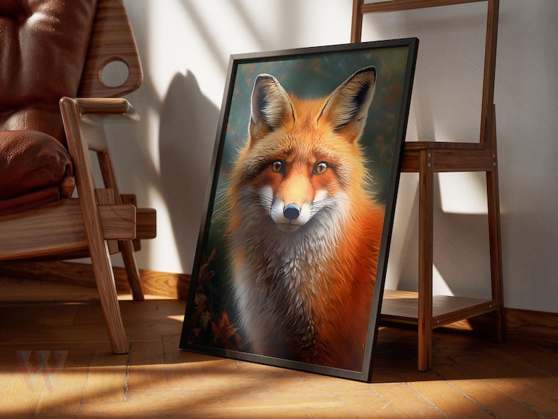Fox Wall Art and Poster, Printable Red Fox Illustration in Earthy Tones ...