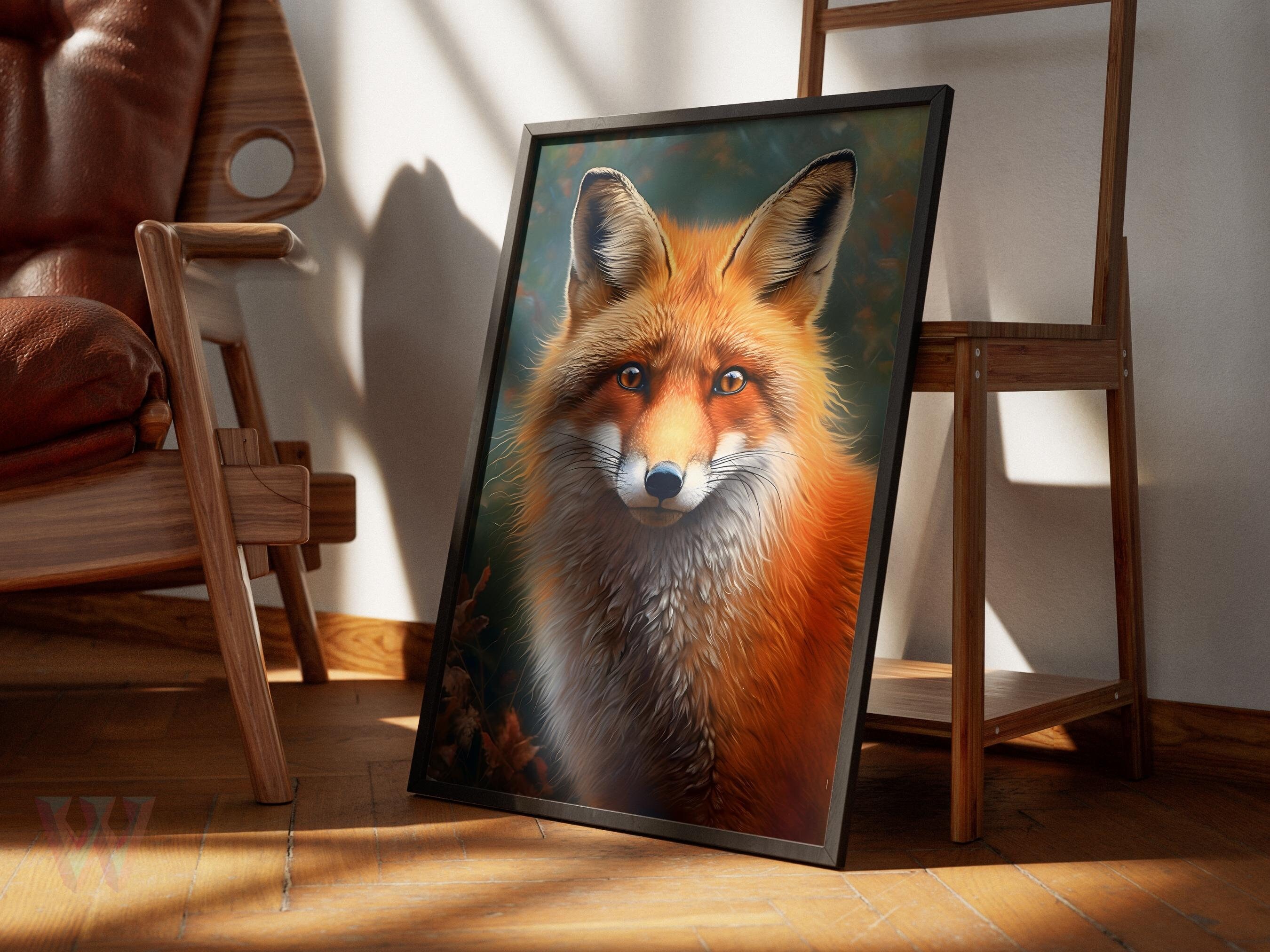 Fox Wall Art and Poster, Printable Red Fox Illustration in Earthy Tones ...
