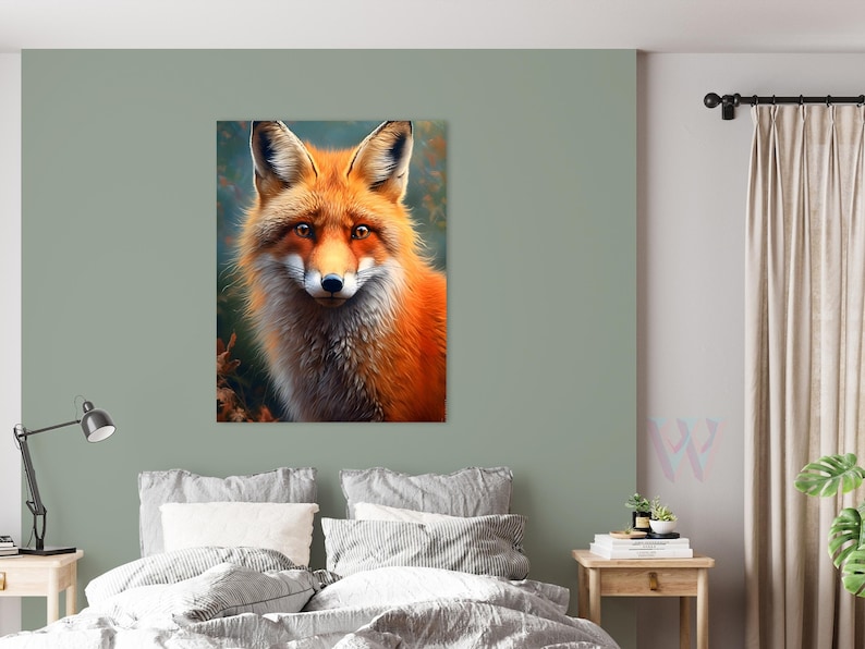 Fox Wall Art and Poster, Printable Red Fox Illustration in Earthy Tones ...