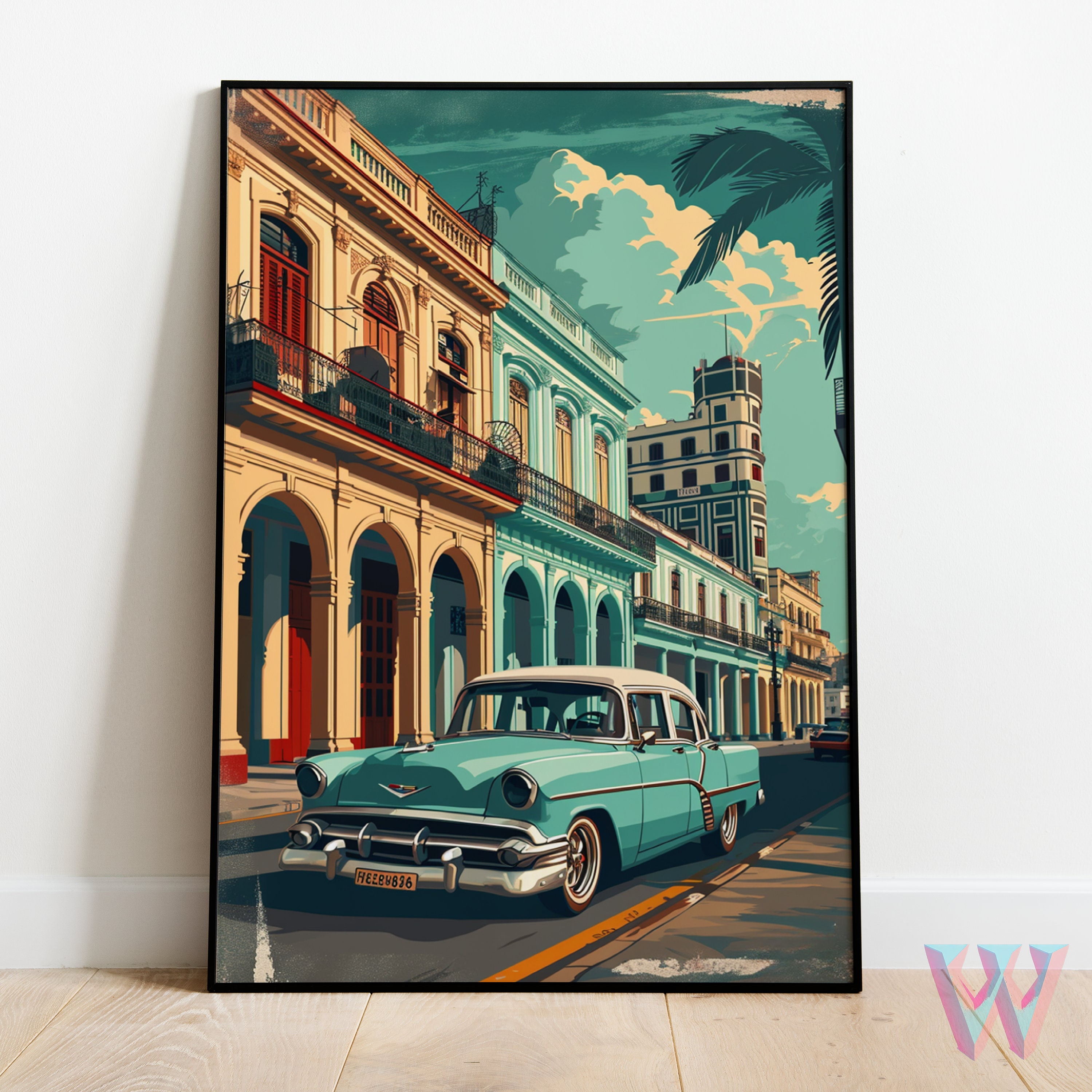Cuba Travel Poster Digital Download, Art Deco Style Retro Cuba Wall Art ...