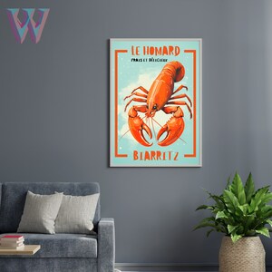 French Biarritz Lobster Poster Vintage Le Homard Digital Art Print ...