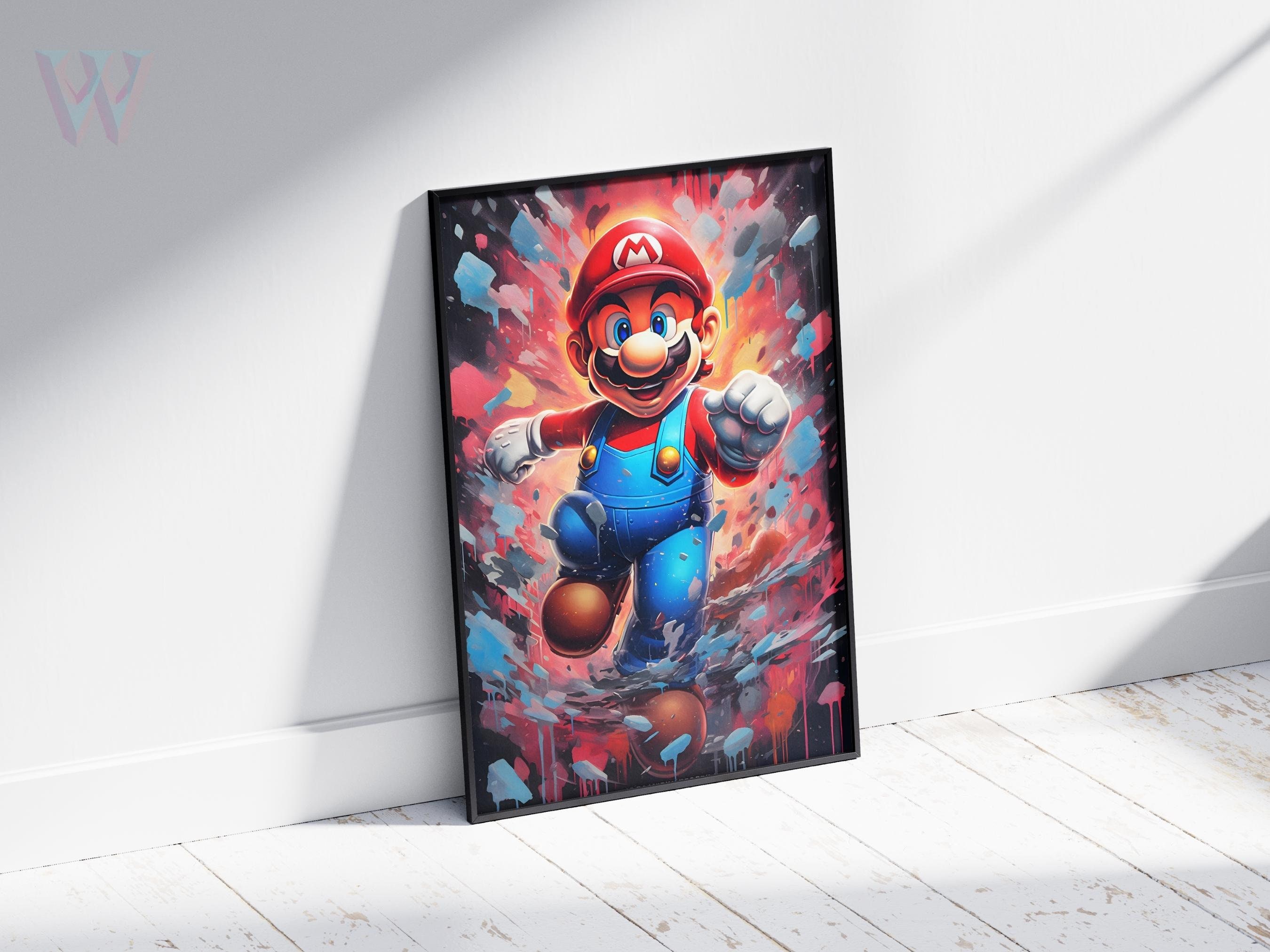 Mario Bros Wall Art Mario Fans Gift Game Room Decor Mario - Etsy