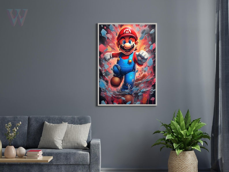 Mario Bros Wall Art, Mario Fans Gift, Game Room Decor, Mario Movie ...