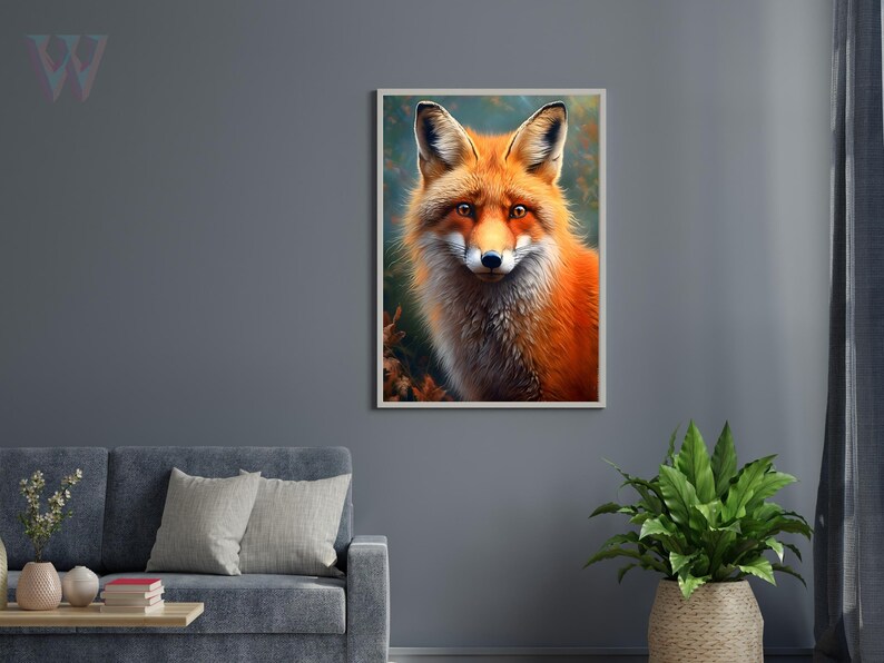 Fox Wall Art and Poster, Printable Red Fox Illustration in Earthy Tones ...