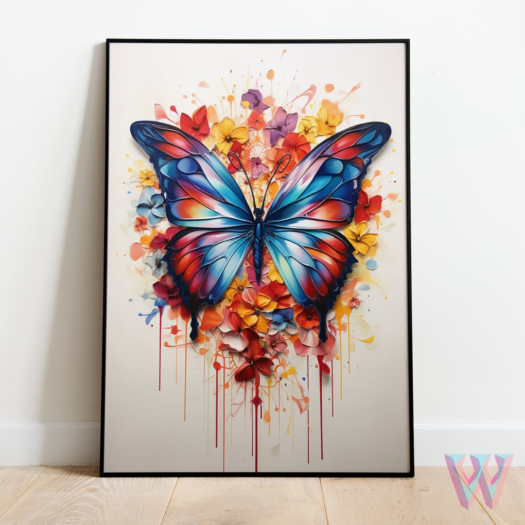 Digital Butterfly Art, Instant Download Print, Vibrant Modern Home ...