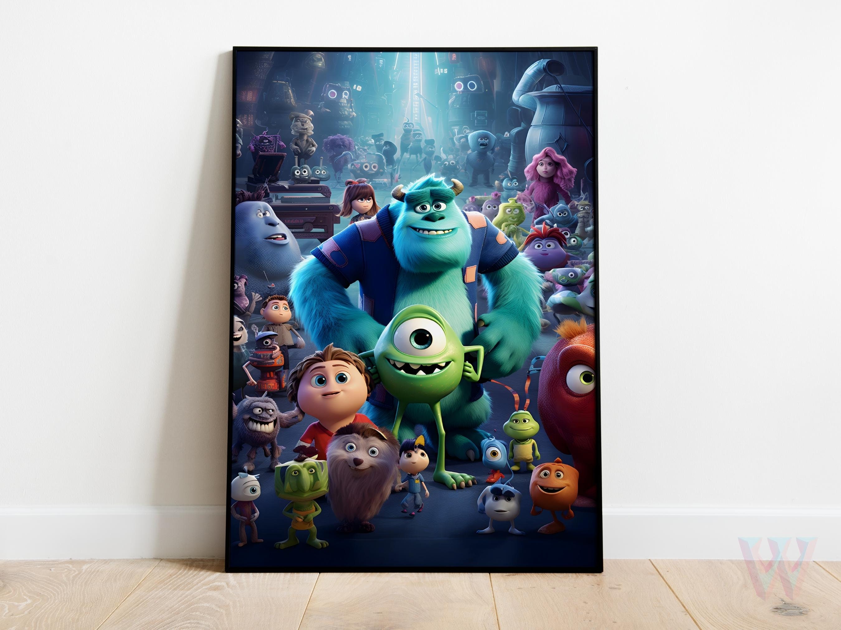 Monsters Inc Movie Poster, Pixar Animation Wall Art, Kids Room Decor ...