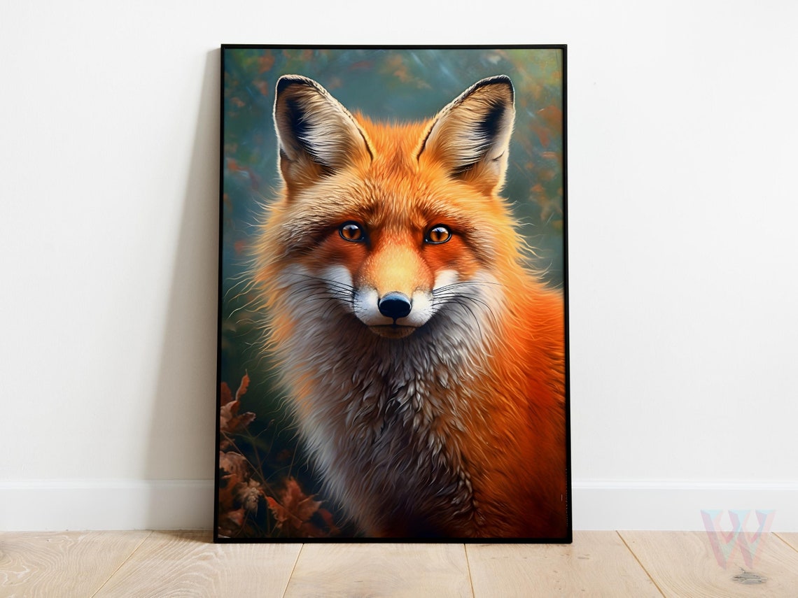 Fox Wall Art and Poster, Printable Red Fox Illustration in Earthy Tones ...