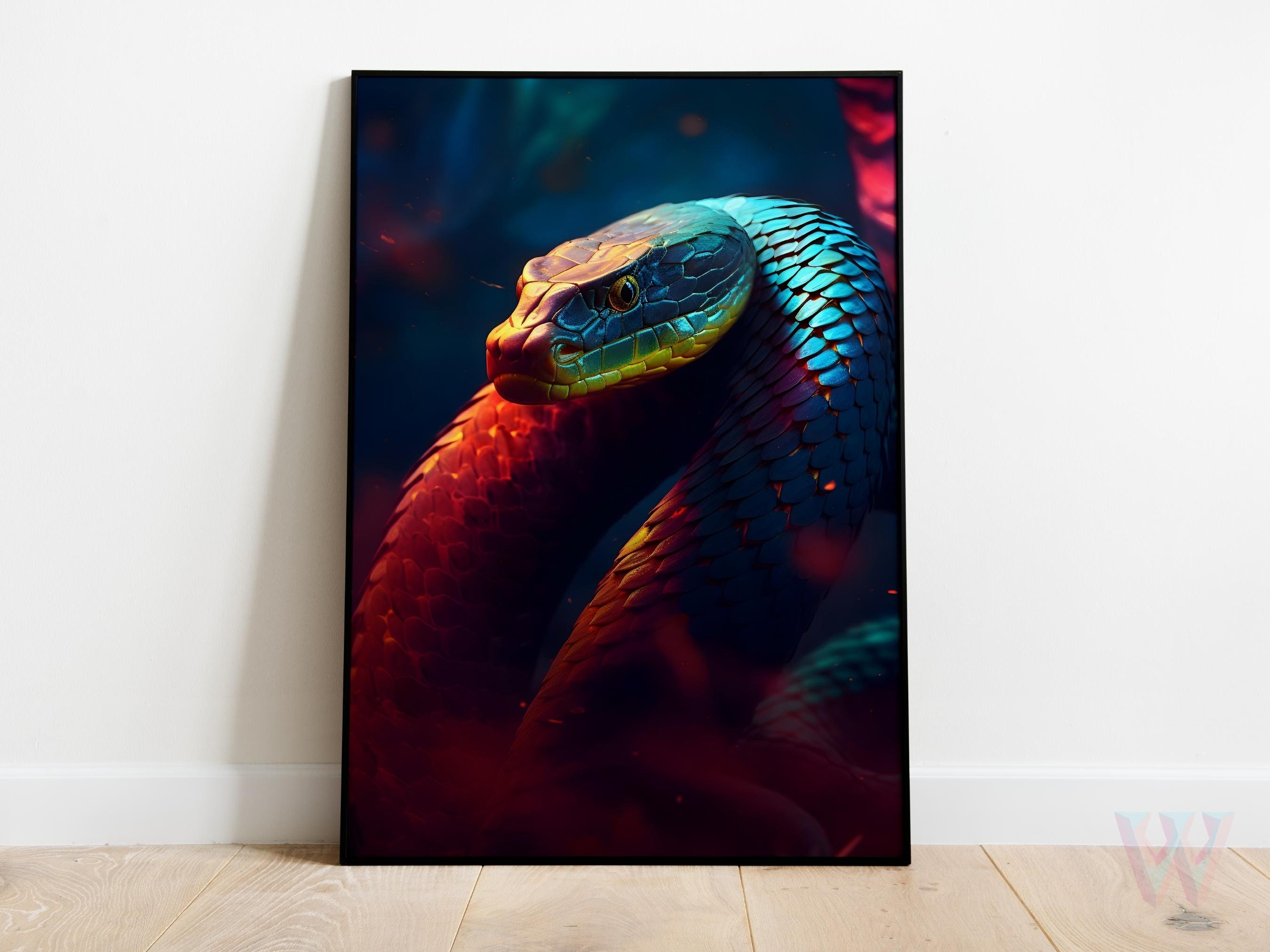 Snake Poster, Reptile Wall Art, Serpent Print, Exotic Animal Decor ...