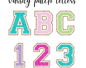 Neon Groovy Varsity Patch Letters Clipart & Bulletin Board Set ...