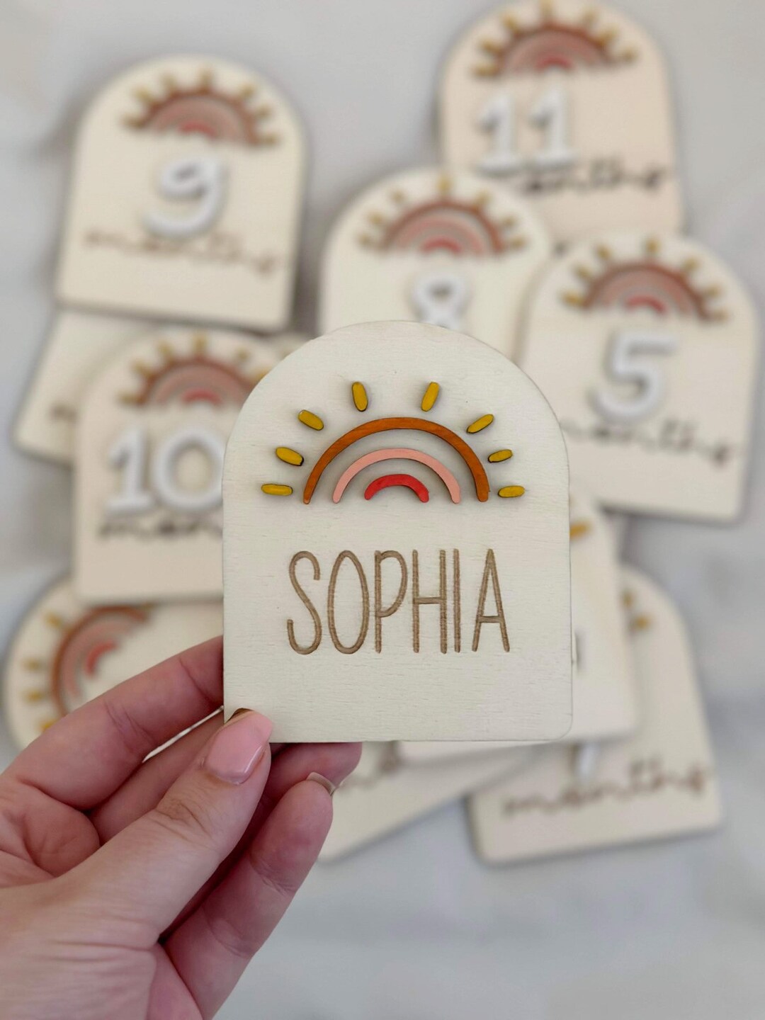 Rainbow Personalised Baby Arrival Sign, Baby Name Announcement ...