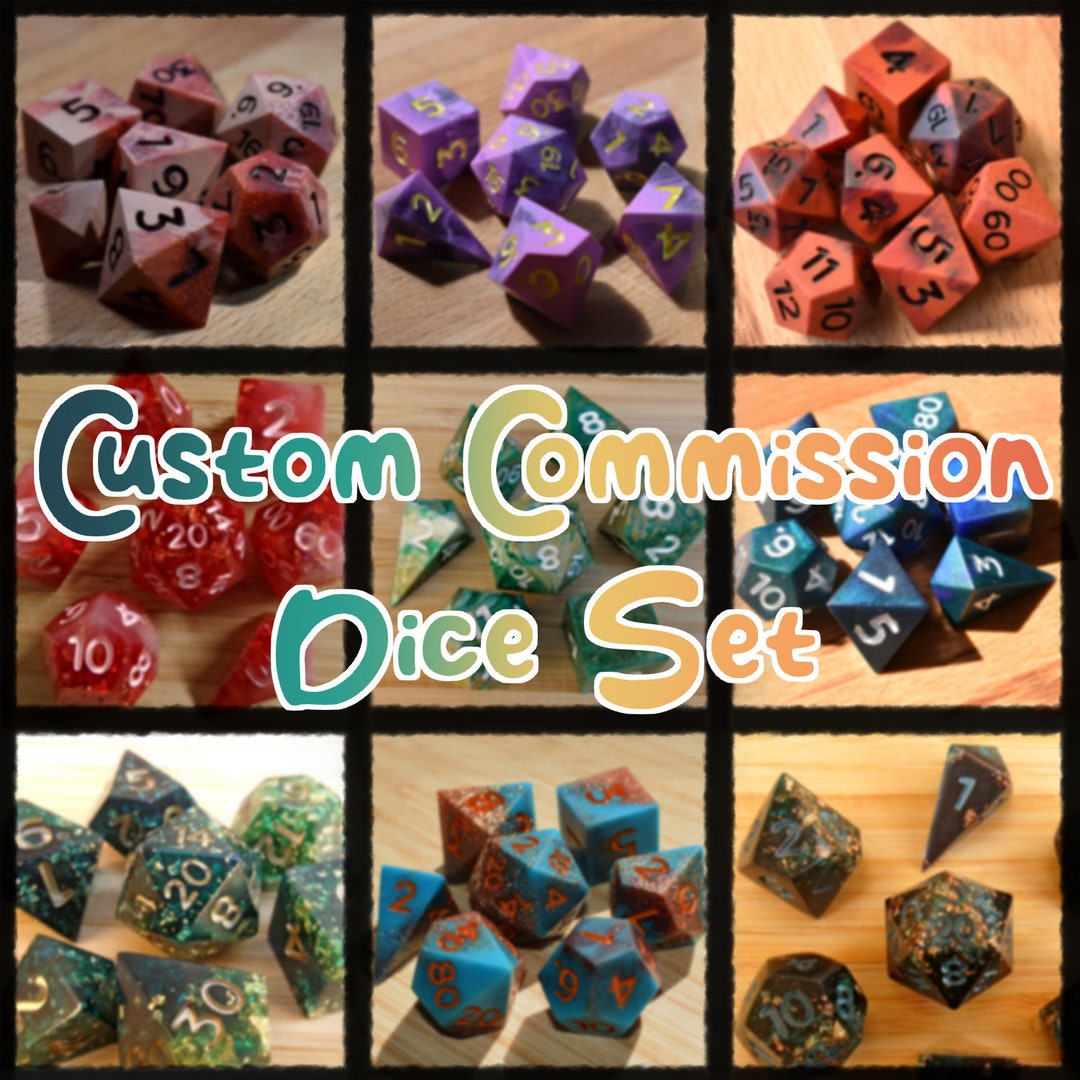 Custom Commission Dice Set Handmade Resin Polyhedral Dice Dungeons and ...