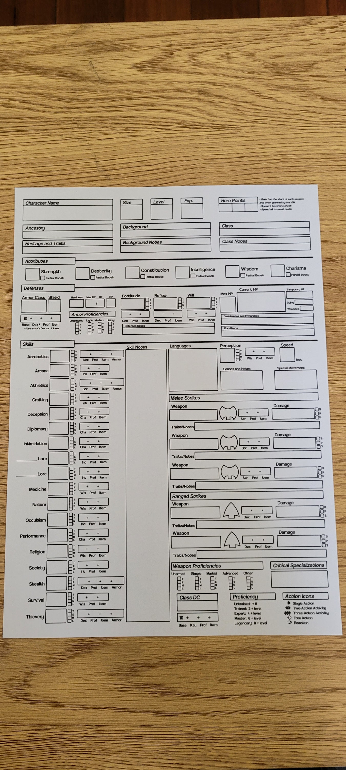 Pathfinder Second Edition Remastered Character Sheet - Etsy