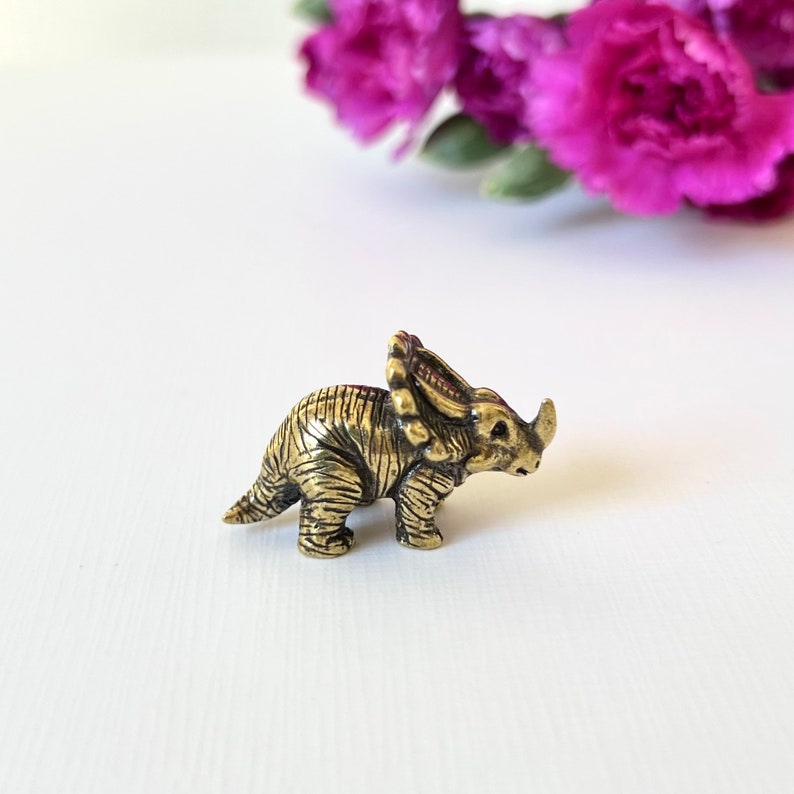 Brass Triceratops Dinosaur Figurine - Etsy