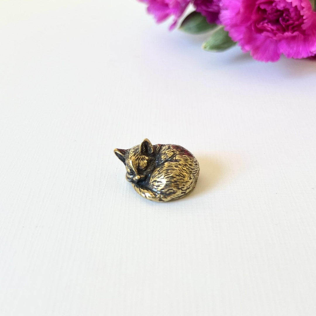 Brass Sleeping Cat Figurine - Etsy