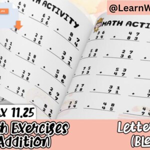 Kawaii Math Adventure: Addition Exercises for Children - Etsy