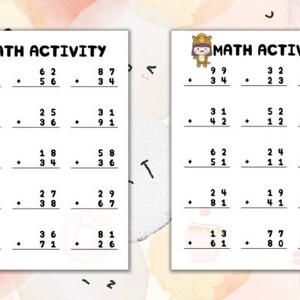 Kawaii Math Adventure: Addition Exercises for Children - Etsy