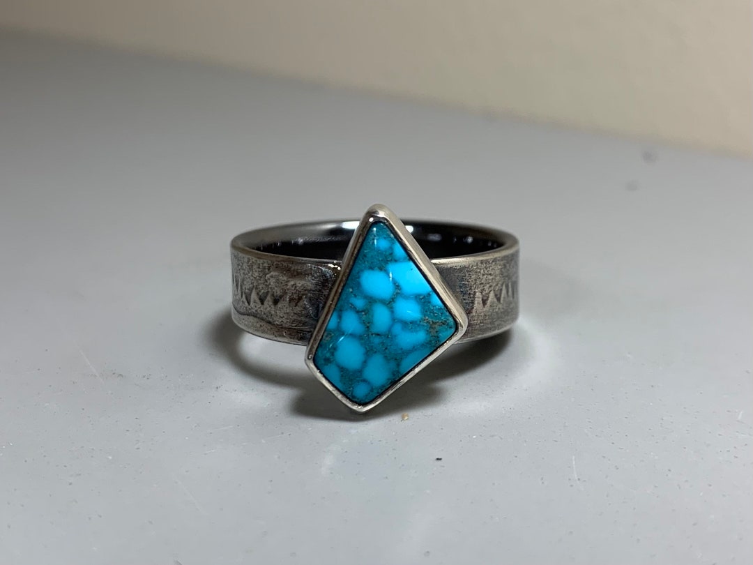 Kingman Water Web Turquoise Ring - Etsy