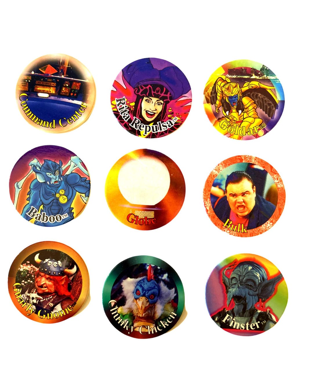 Power Rangers Themed 90s Pogs - 9 Pogs - Etsy