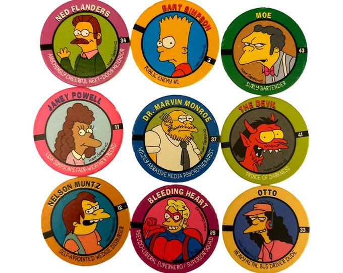 The Simpsons Themed 90s Pogs - 9 Pogs - Etsy