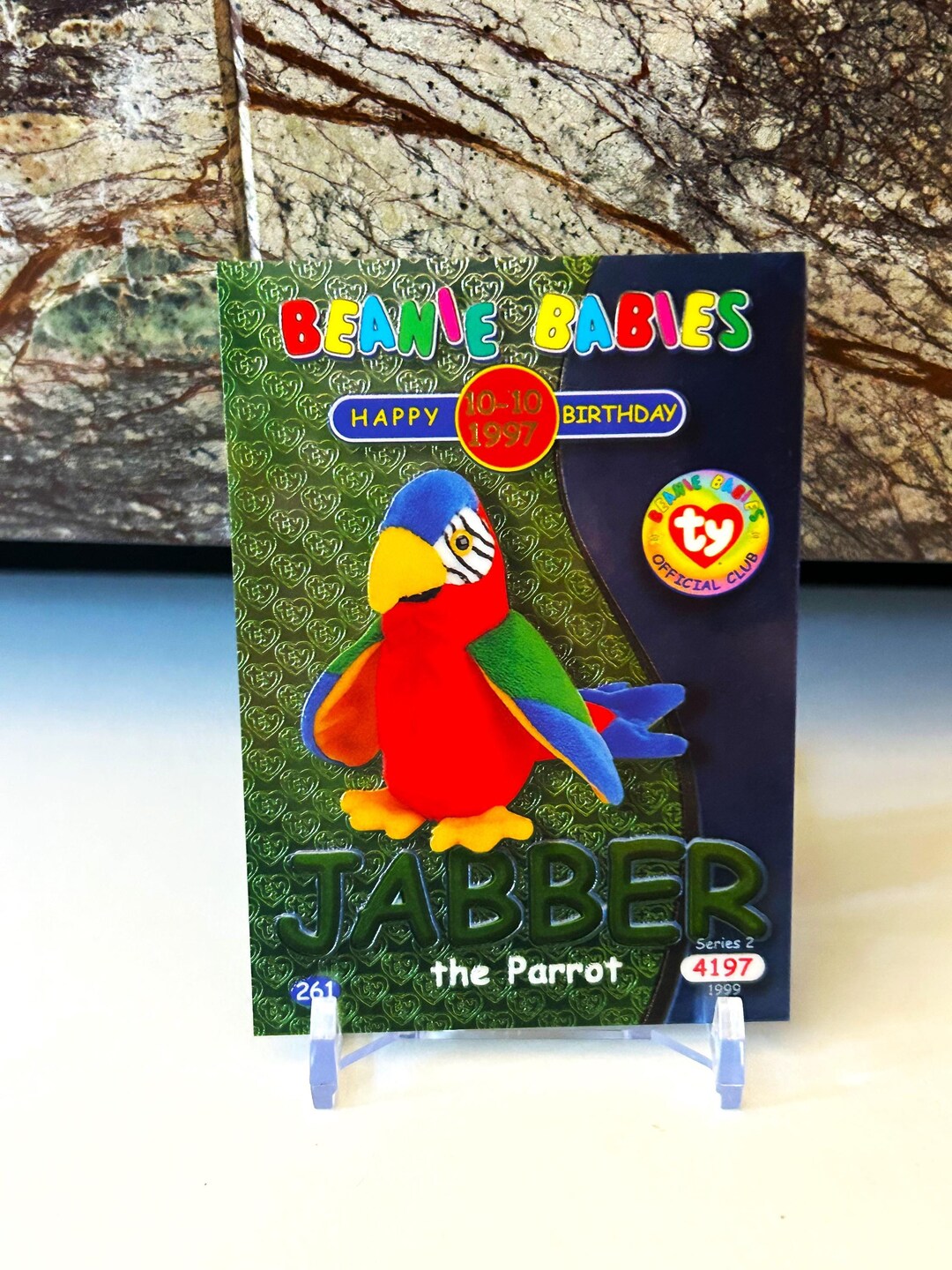 Parrot Trading Card Happy Birthday Jabber Beanie Babies Birthdate 10-10 ...