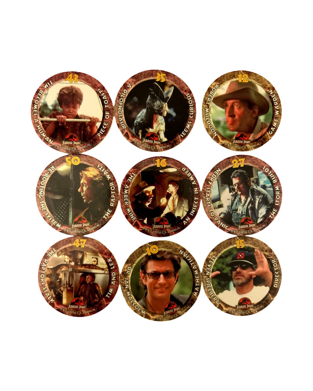 Jurassic Park 90s Pogs - 9 Pogs - Etsy