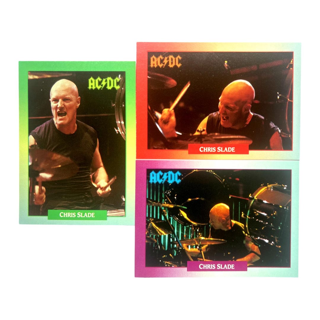 ACDC Chris Slade 1991 Trading Card Collection (3 Cards) - Etsy