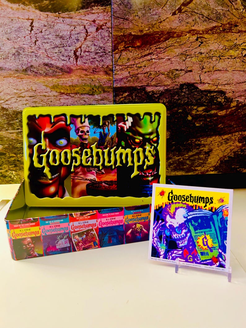 Goosebumps Collector Tin With RARE 1995 Curly Sticker - Green - Etsy